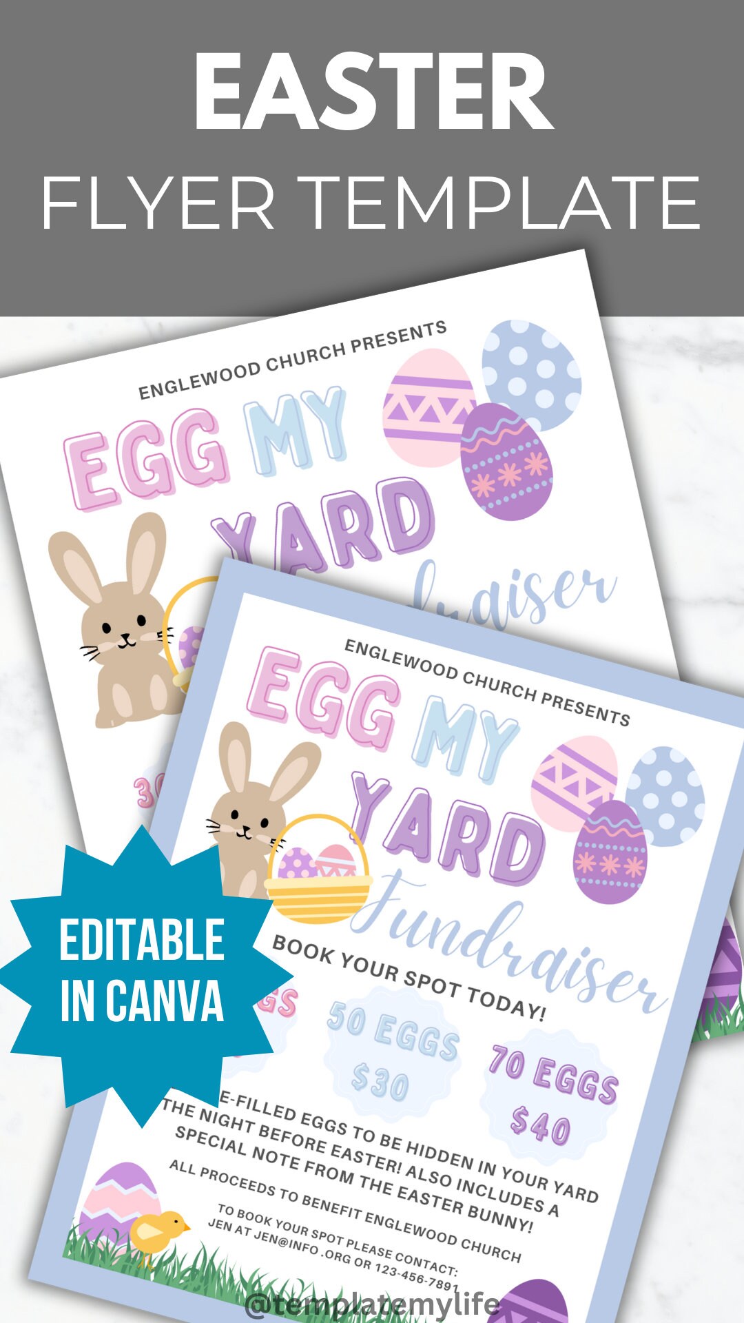 Egg My Yard Fundraiser Flyer Pto Template Easter Fundraising Flyer ...