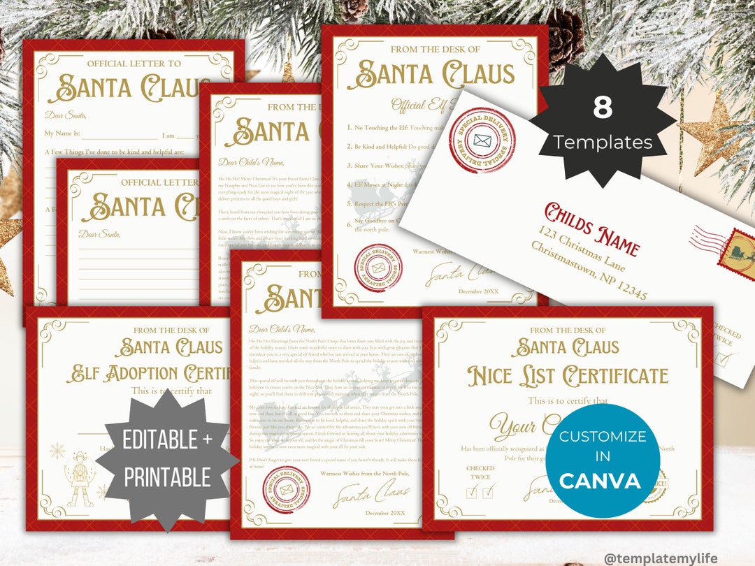 Elf Arrival Letter From Santa Nice List Certificate Template Elf Letter ...