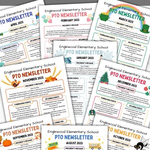 PTA PTO NEWSLETTER Flyer Editable Template Bundle Monthly Classroom ...
