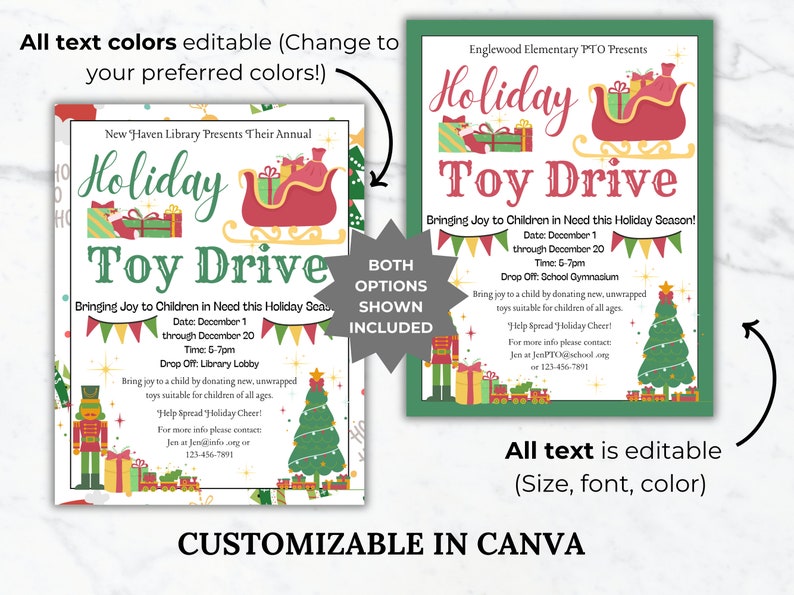 Christmas Toy Drive Holiday Fundraiser Flyer Invite Template Holiday ...