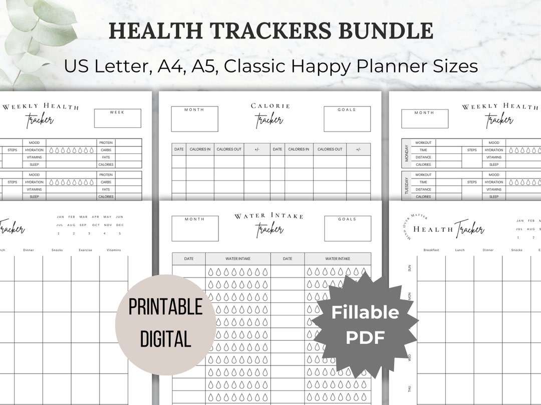 Health Tracker Journal Printable Bundle Health Journal Pages Wellness ...