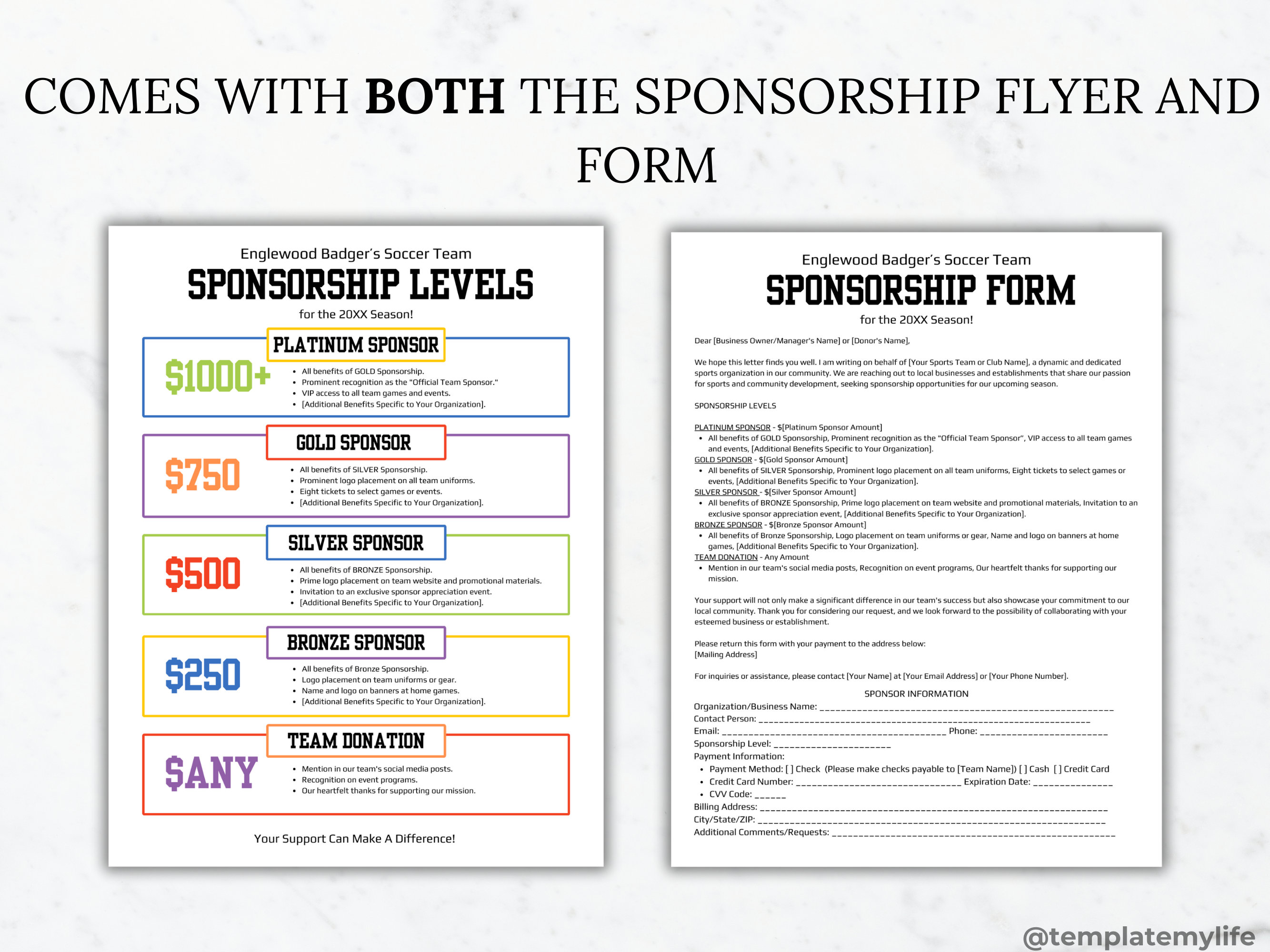 Sponsorship Level Flyer Printable Sponsorship Letter Form Sponsorship ...