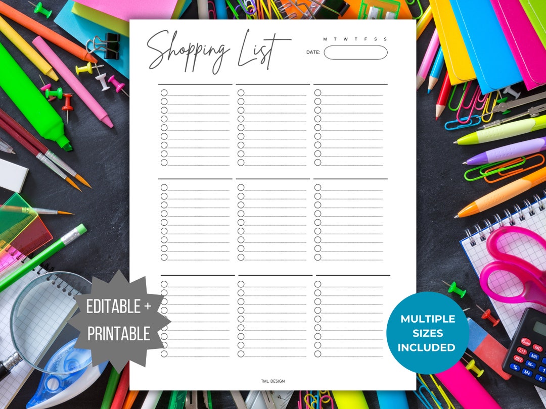 Editable Back to School Shopping List Printable School Supply List ...