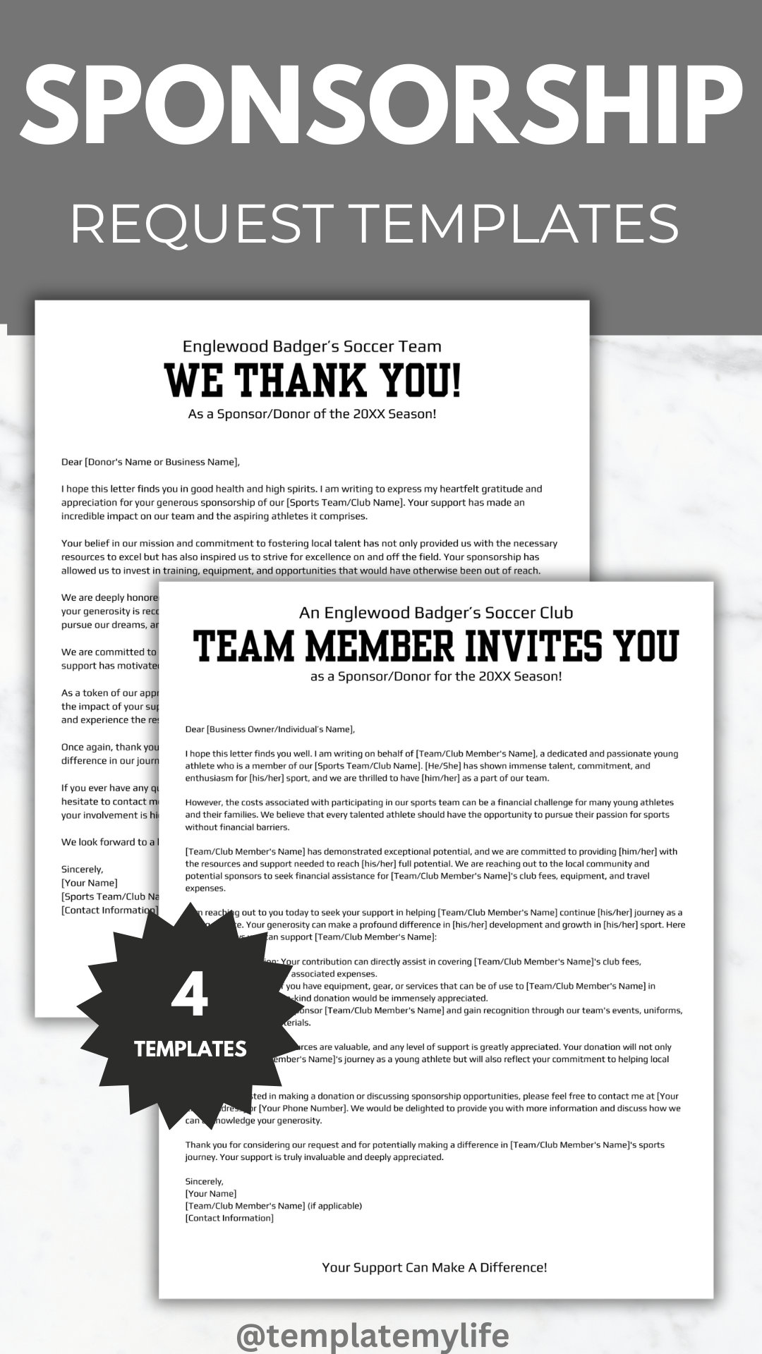 Team Sponsorship Letter Template Sponsor Thank You Letter Business ...
