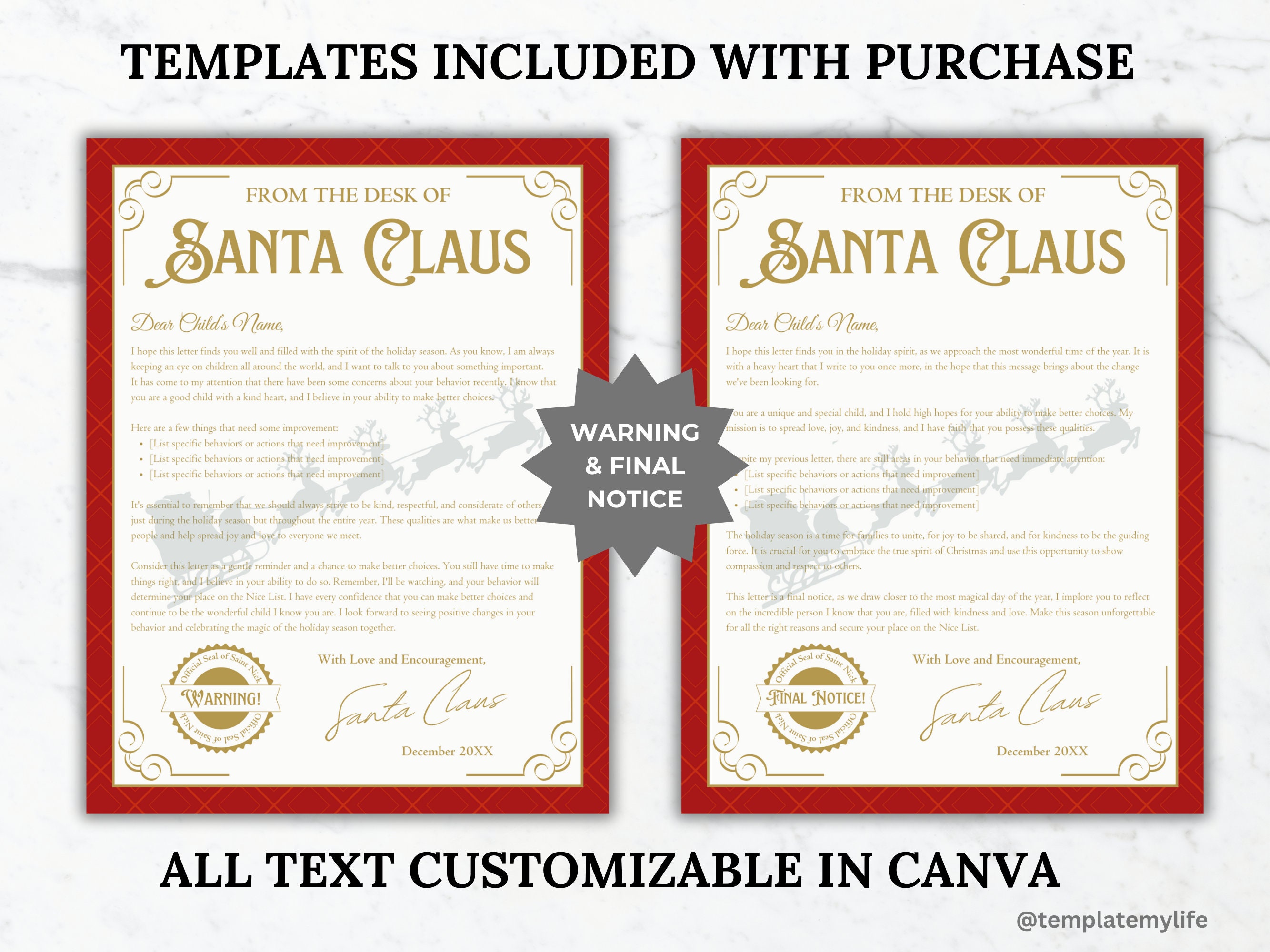 Santa Warning Letter From Santa Mail Printable Christmas Tradition Kids ...