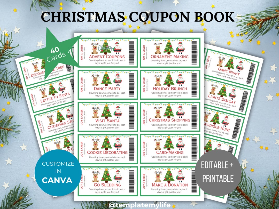 Christmas Advent Calendar for Kids Coupon Book Printable Christmas ...
