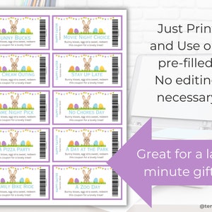 Easter Coupon Book for Kids Easter Bunny Gift Voucher Printable Kid ...
