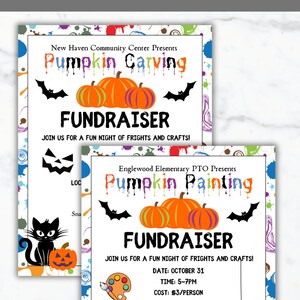 Pumpkin Painting Fundraiser Flyer Template PTA Editable Fall School ...