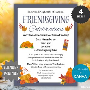 Friendsgiving Invite Template Editable Friendsgiving Invitation ...