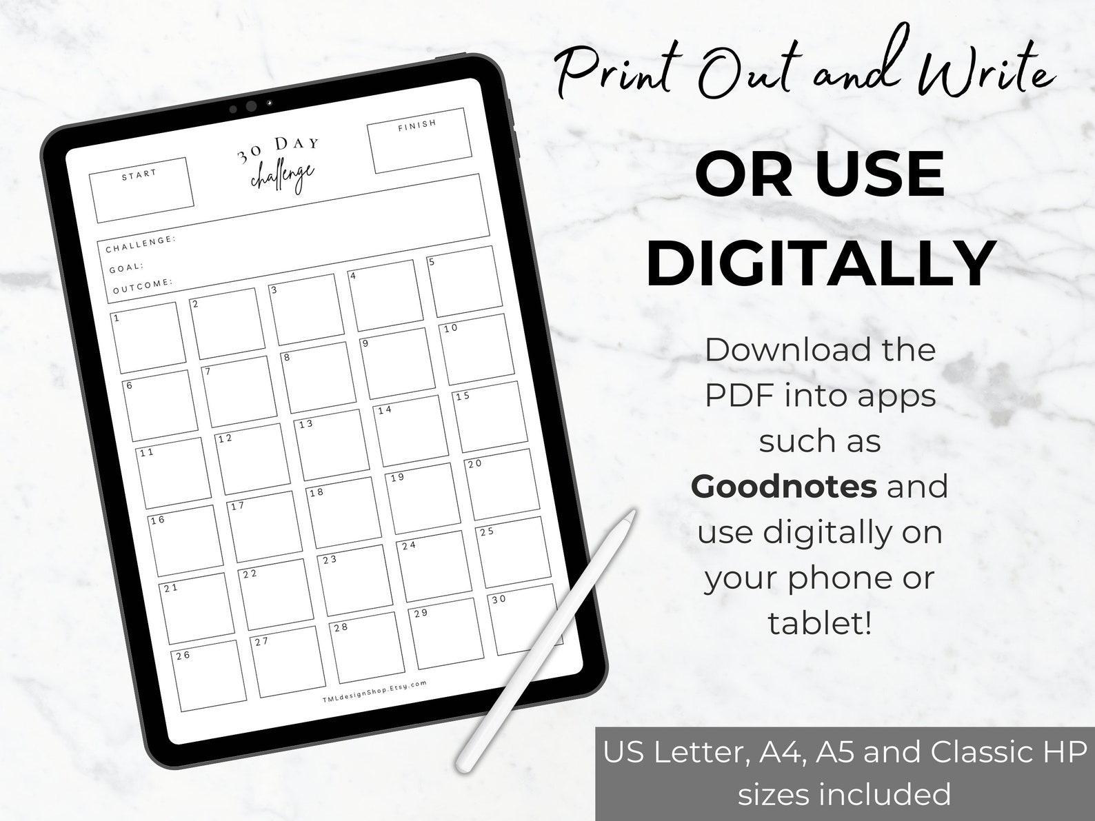 30 Day Challenge Tracker Printable Monthly Challenge Planner Daily ...