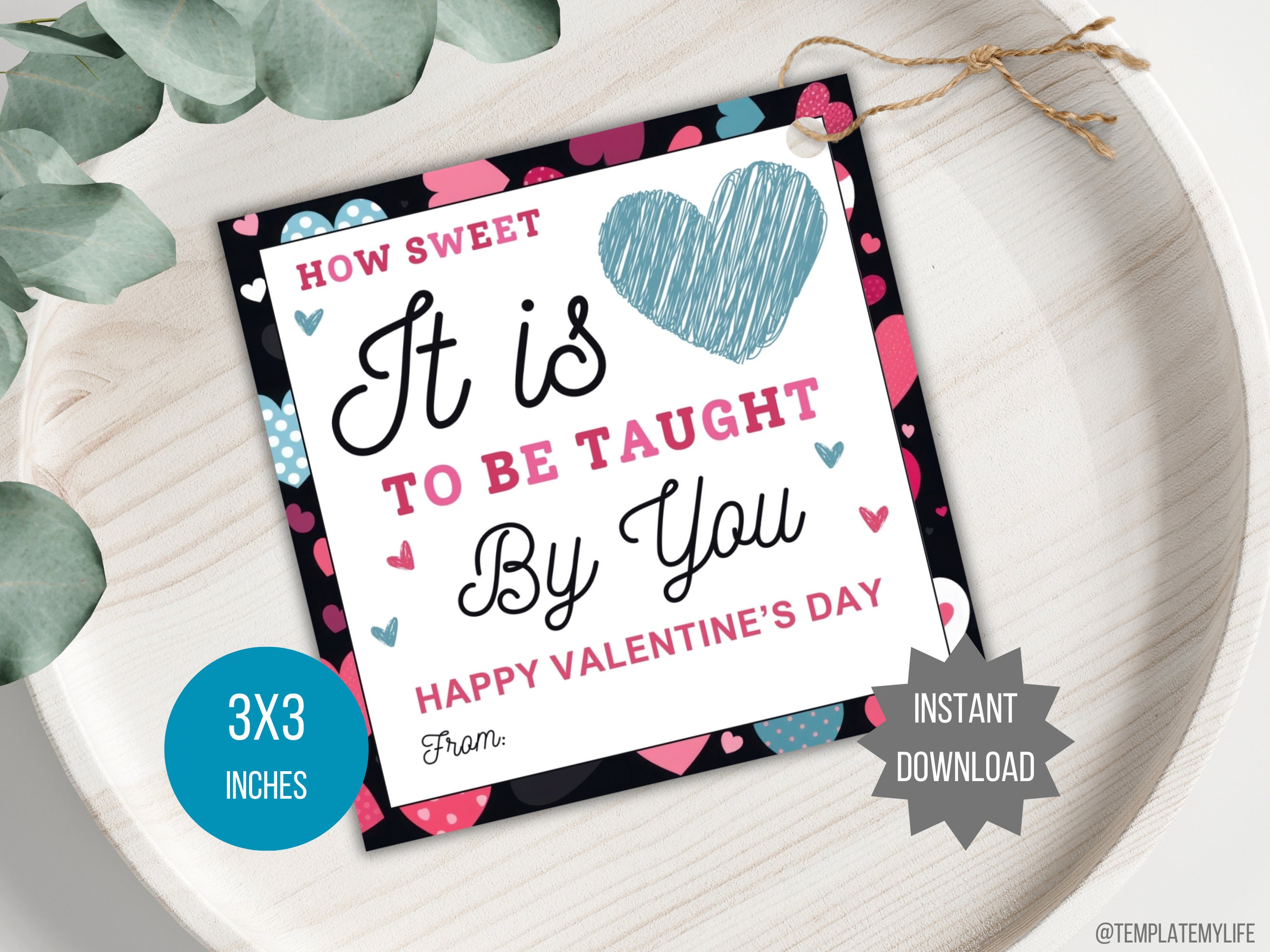 Valentine Educator Gift Tag Printable Appreciation Gift Bag Label ...