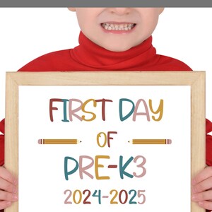 2024 First Day of Pre-k3 Sign Printable Boy Girl First Day of School ...