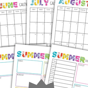Editable Summer Schedule Kids Calendar Printable 2024 Kids Schedule ...