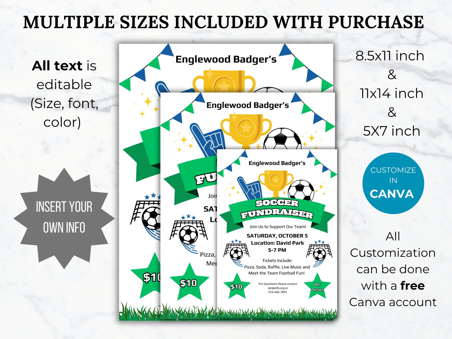 Editable Soccer Fundraiser Flyer Template Club Soccer Team Fundraiser ...