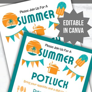Summer Potluck Flyer Template Potluck Invitation Flyer Neighborhood ...