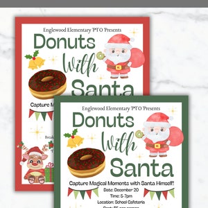 Donuts With Santa Christmas Fundraiser PTO Template Holiday Fundraising ...