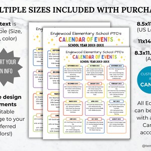 PTA Calendar of Events Flyer PTO Calendar of Events Template Pta School ...