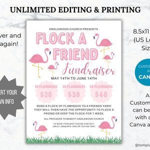 Flock a Friend Flyer Editable Flock My Yard Fundraiser Flyer PTA Printable School Event Template ...