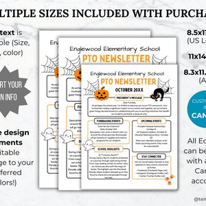PTA Halloween Newsletter Flyer Printable PTO School Newsletter Flyer ...