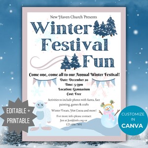 Winter Festival Fundraiser Flyer Invite Template Holiday Charity Event ...