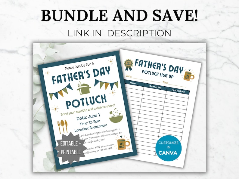 Fathers Day Potluck Flyer Template Potluck Invitation Flyer ...