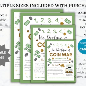 Coin War Fundraiser Flyer Template Coin War Invite Editable School Coin ...