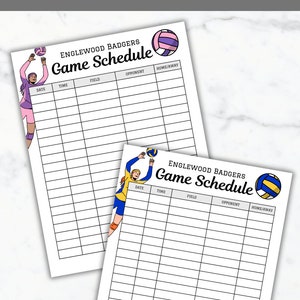 Volleyball Game Schedule Template Volleyball Sports Calendar Game Day ...