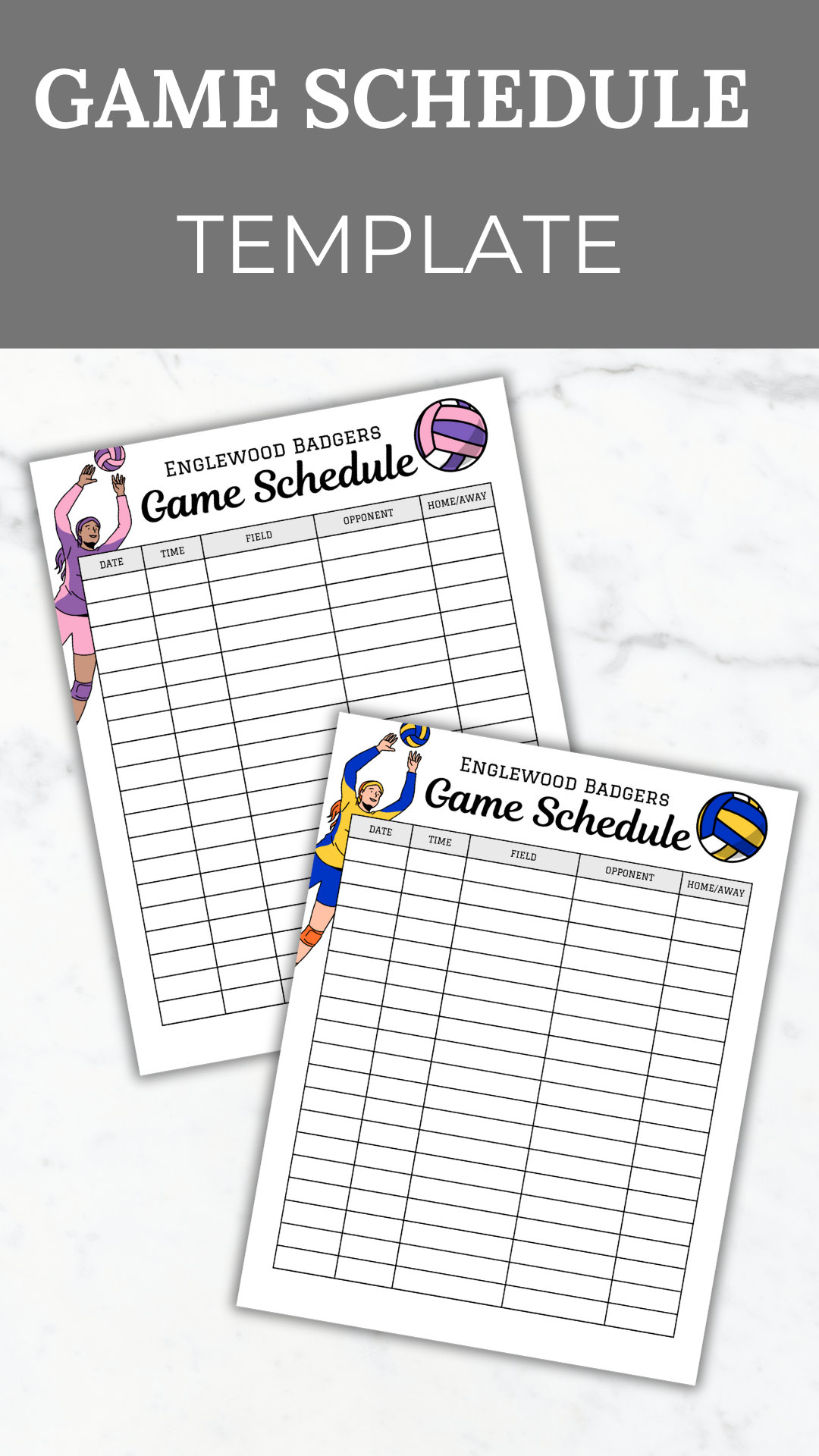 Volleyball Game Schedule Template Volleyball Sports Calendar Game Day ...