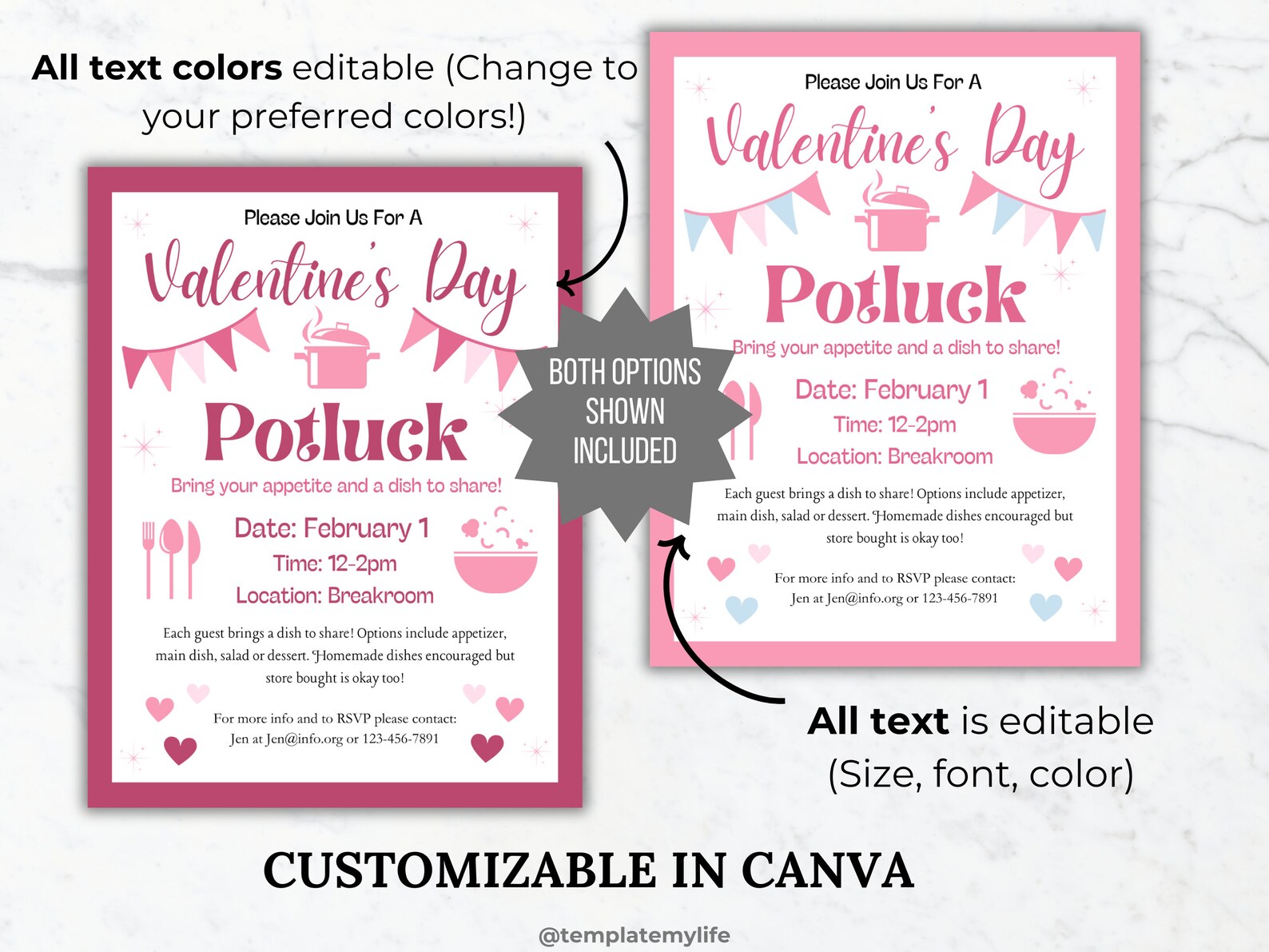 February Potluck Flyer Template Potluck Invitation Flyer Neighborhood ...
