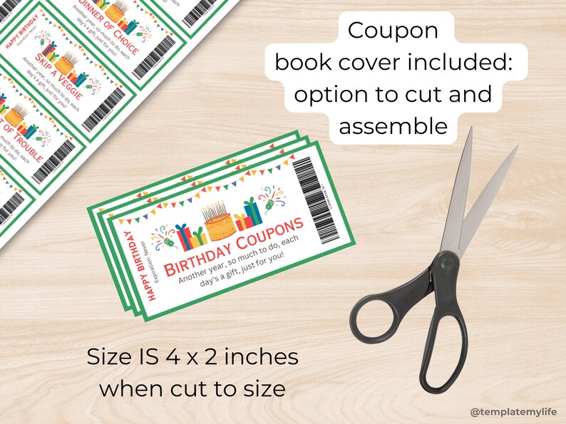 Birthday Coupon Book for Kids Birthday Gift Voucher Printable Kids ...