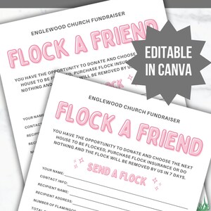 Flock a Friend Form Template Flock My Yard Editable PTA Printable ...