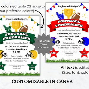 Editable Football Fundraiser Flyer Template Football Team Fundraiser ...