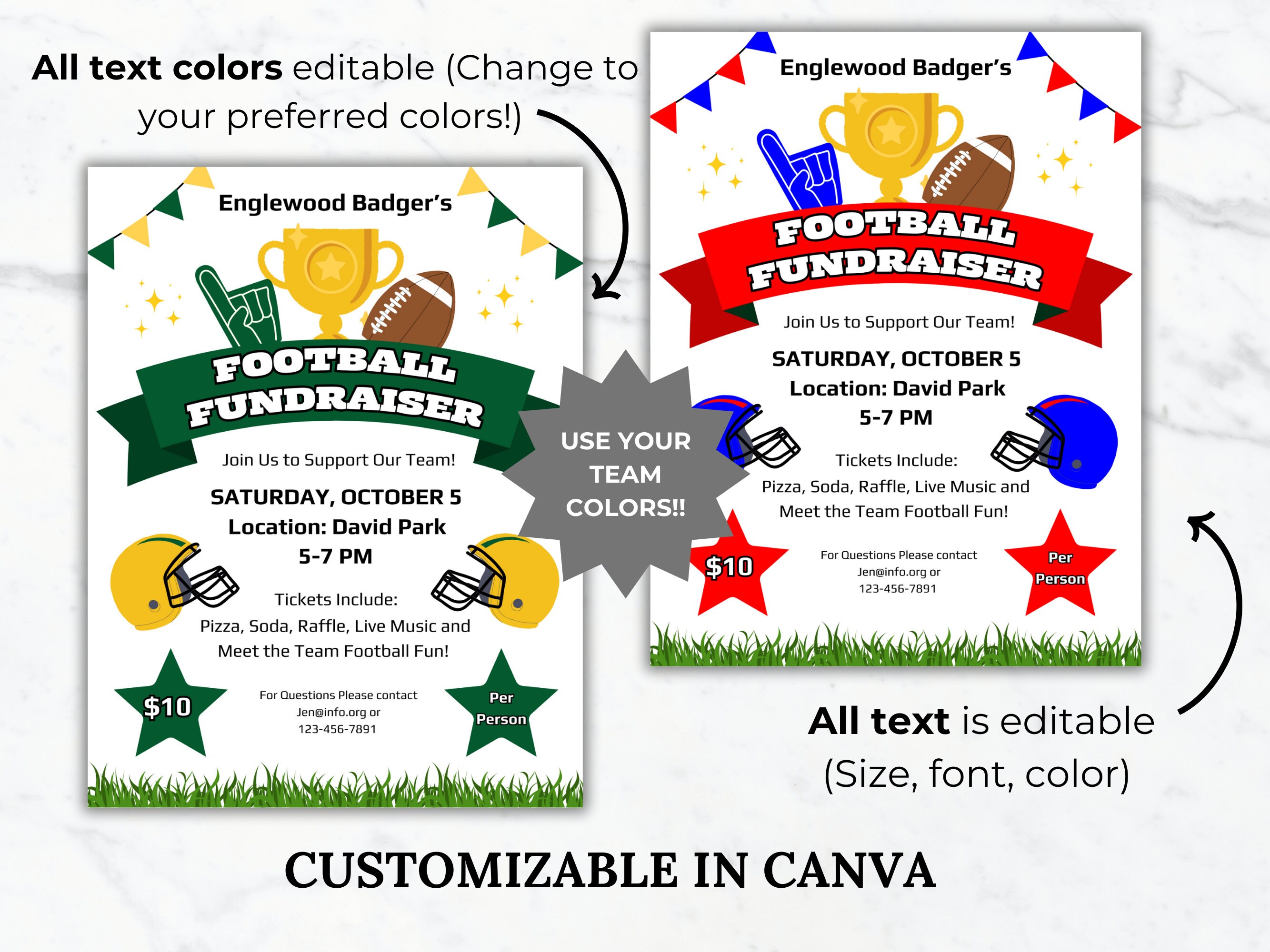 Editable Football Fundraiser Flyer Template Football Team Fundraiser ...