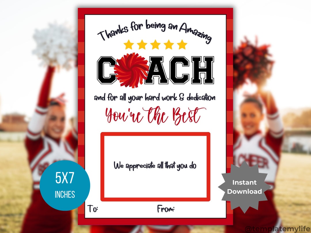 Coach End of Year Gift Card Holder Printable for Cheer Coach Gift ...
