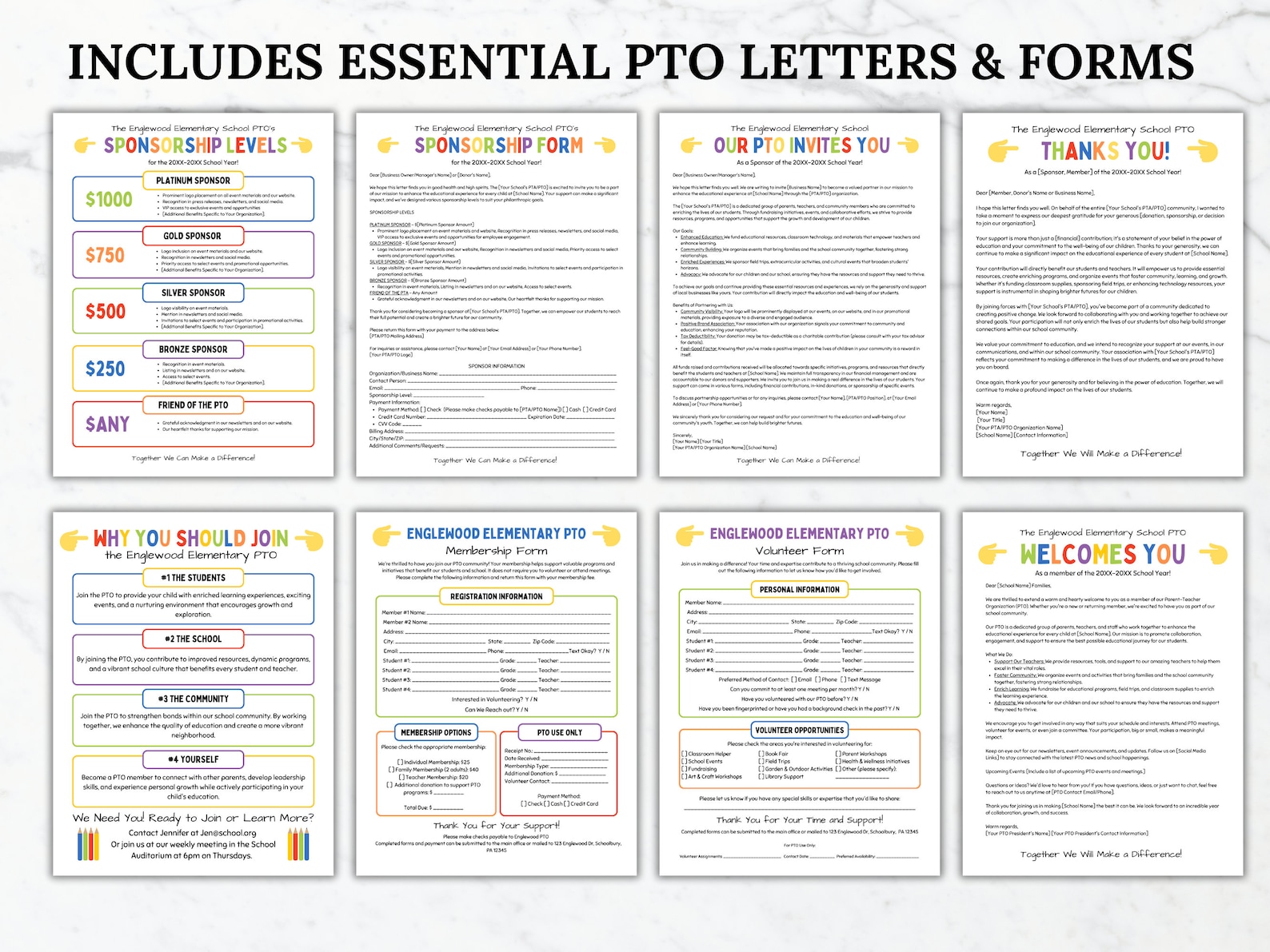 PTA Sponsorship Letter Printable PTO Membership Template Editable Pta ...