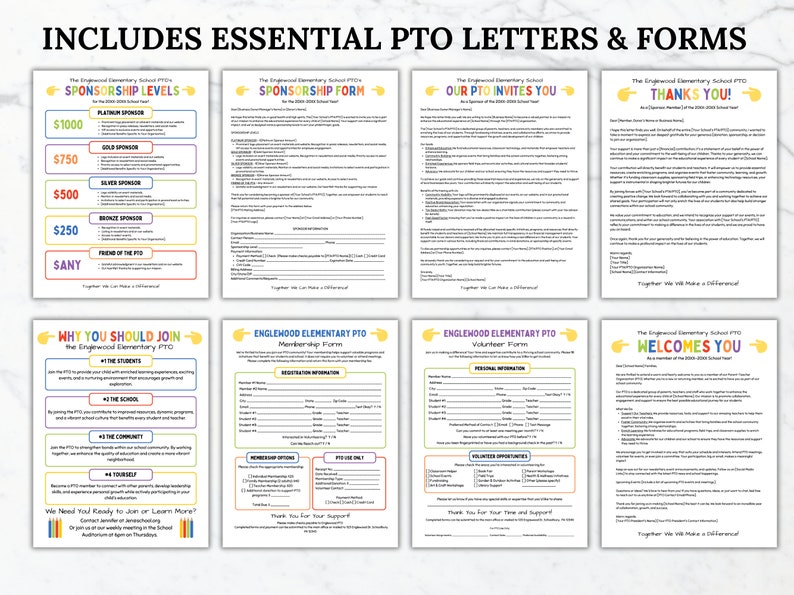 PTA Sponsorship Letter Printable PTO Membership Template Editable Pta ...