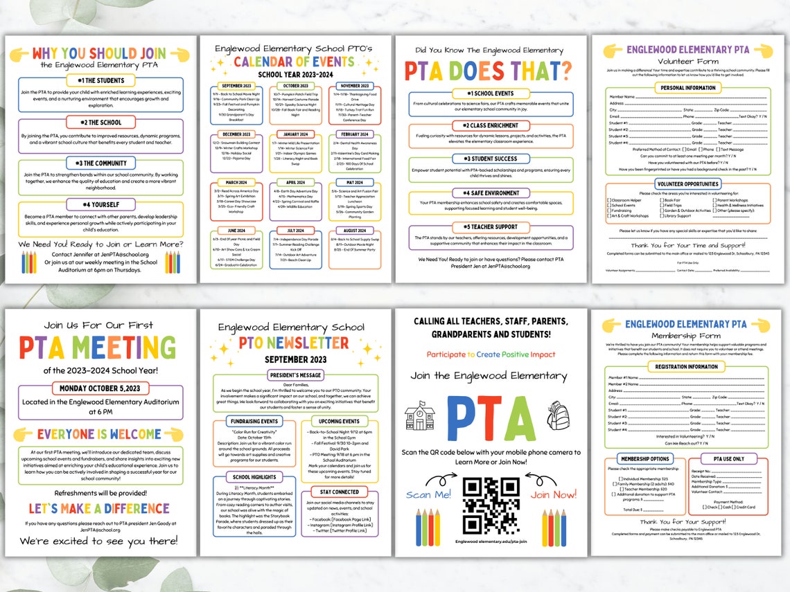 PTA Flyers Bundle Pto Template Pta Newsletter Flyer Editable - Etsy