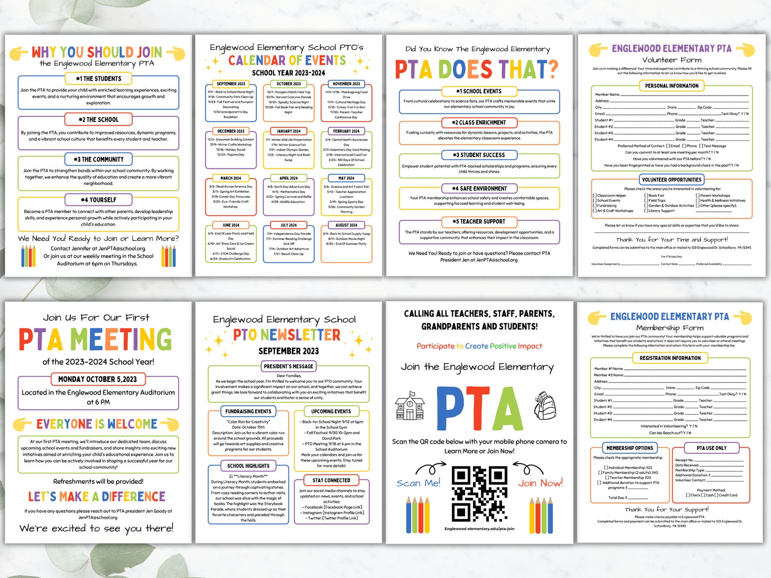 PTA Flyers Bundle Pto Template Pta Newsletter Flyer Editable - Etsy