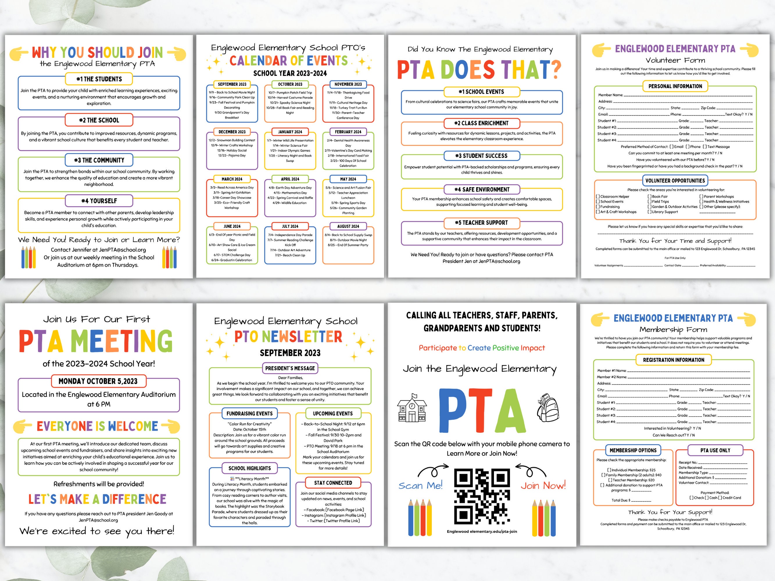 PTA Flyers Bundle Pto Template Pta Newsletter Flyer Editable - Etsy