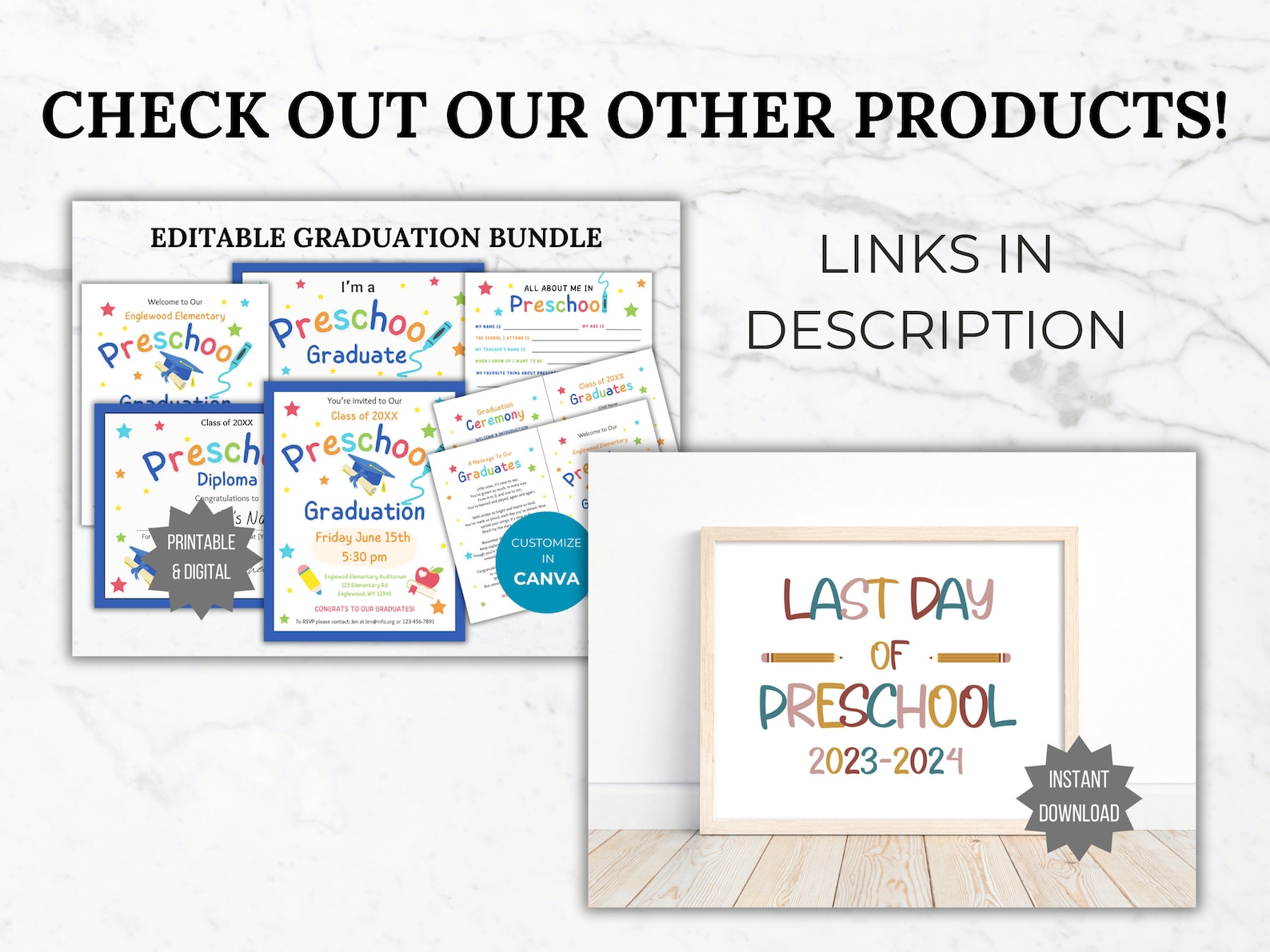 Editable Kindergarten Graduation Invitation Printable Elementary ...