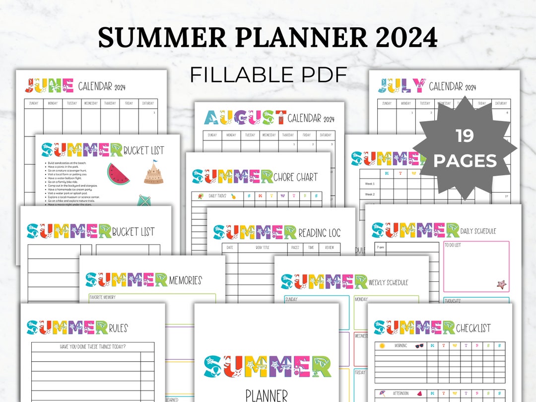 Editable Kids Summer Planner 2024 Printable Kids Chore Chart Daily ...