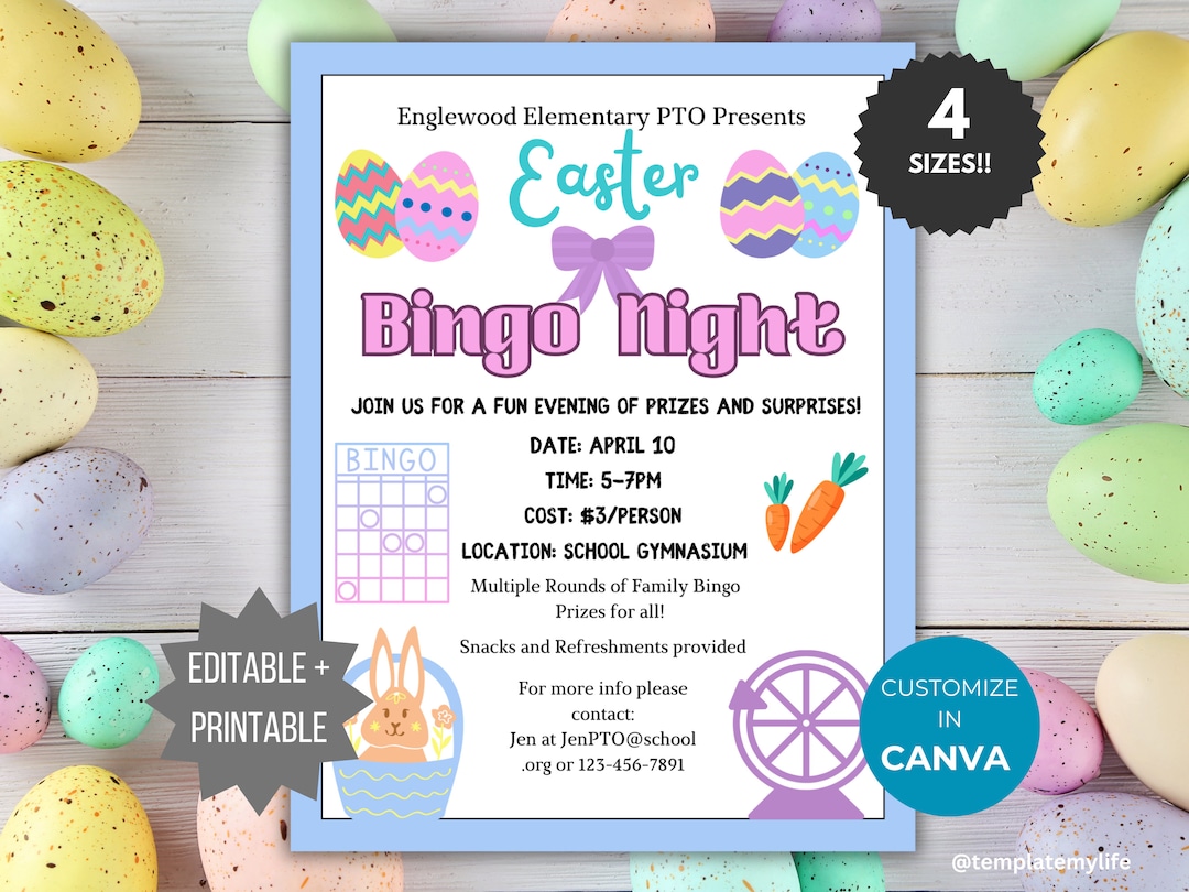 Spring Bingo Night Church Flyer Fundraiser Template Business Event ...