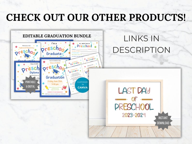 Editable Preschool Graduation Sign Template Last Day of Preschool ...