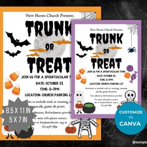 Trunk or Treat Flyer Invite Template Halloween Party Invitation ...
