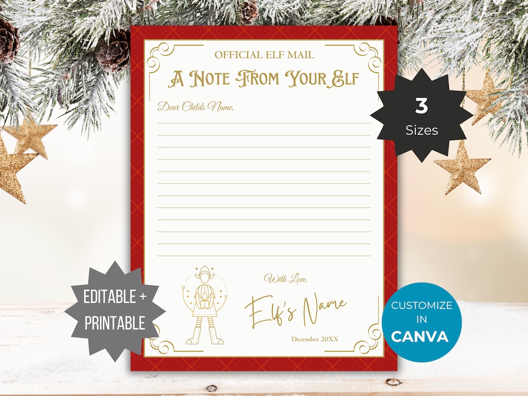Letter From Elf Printable Christmas Tradition Note From Elf Letter ...