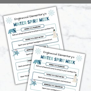 Winter Spirit Week Flyer Printable School Spirit Flyer Editable Pto ...