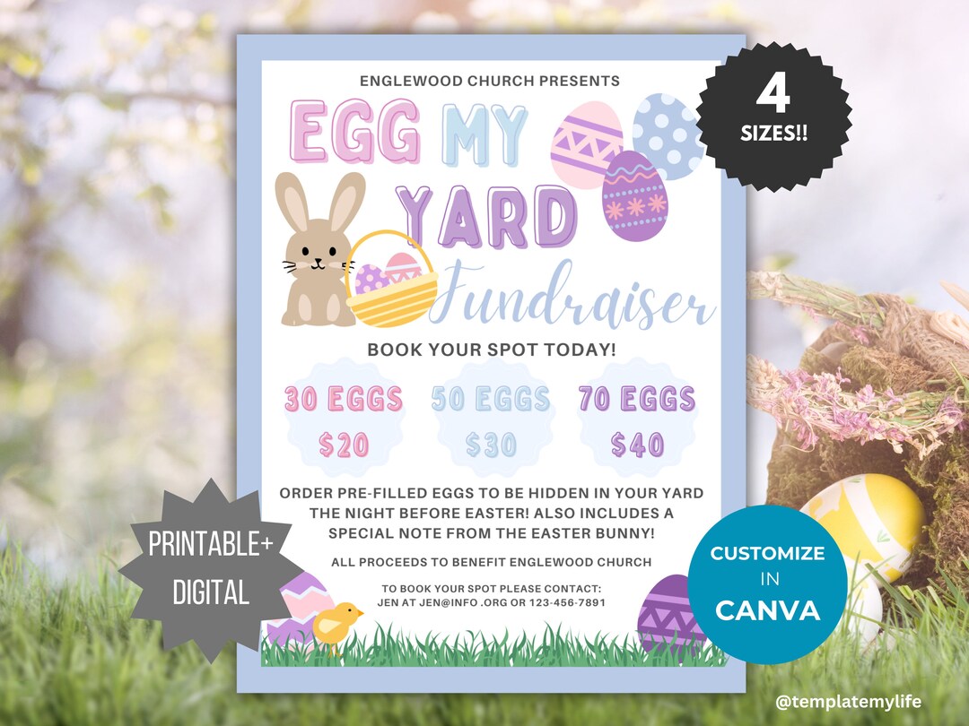 Egg My Yard Flyer Printable Easter Fundraiser Flyer Spring Community ...