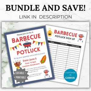 Barbecue Potluck Invitation Template Summer BBQ Potluck Invite Flyer ...