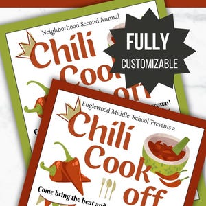 Fall Chili Cook off Flyer Template Autumn Church Event Invite Editable ...