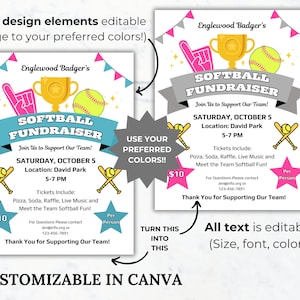 Editable Softball Fundraiser Flyer Template School Softball Team ...